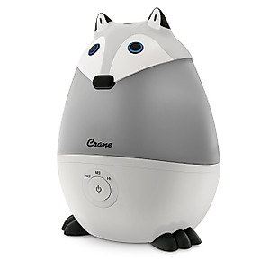 Crane Adorables Ultrasonic Mini Humidifiers for Bedroom and Baby Nursery, .5 Gallon Cool Mist Air Humidifier for Large Room or Kid's Room, Humidifier Filters Optional, Silver Fox