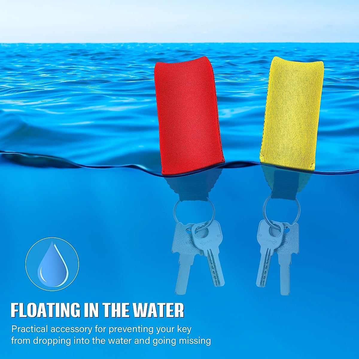 WILLBOND 6 Pieces Floating Boat Keychain Waterproof Floatable Foam Keychain (Yellow, Blue, Red)