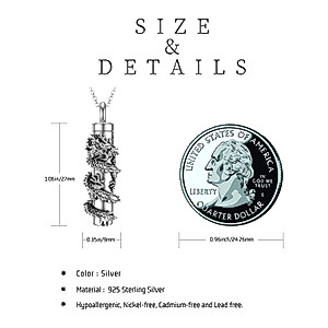 CHENGHONG Cremation Jewelry for Ashes 925 Sterling Silver Dragon Urn Necklaces for Ashes Keepsake Necklace for Dragon Promise Memorial Jewelry Christmas Gifts for Women Men