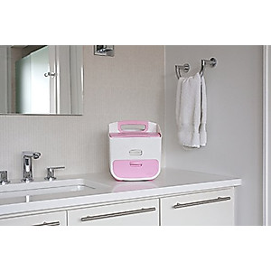 Ubbi Portable Diaper Changing Station + Diaper Storage Caddy Organizer with Changing Mat: Easily Stores Baby Diapers, Wipes + Baby Accessories - Pink