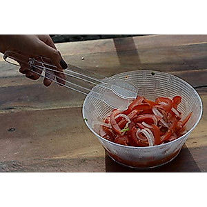 [3 PACK] 12 inch Heavy Duty Clear Serving Tongs - Plastic Disposable Salad Tongs - High Heat Plastic, Catering, Salads, Bakery, Buffets, BBQ, Ice, Hot and Cold Foods by EcoQuality (12")