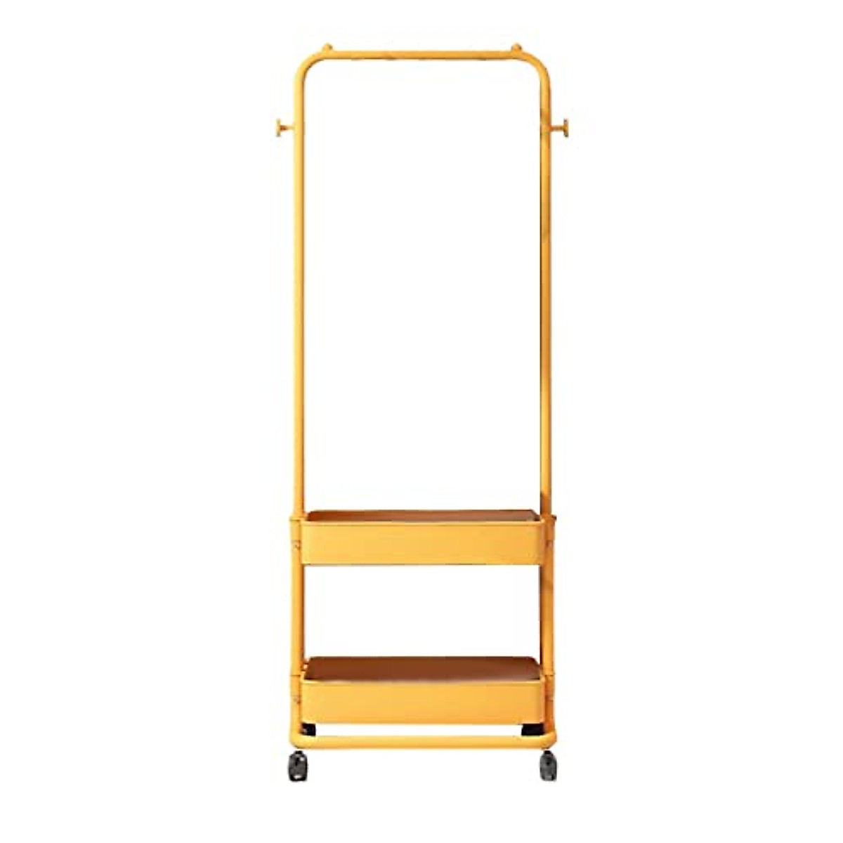 MagiDeal Multipurpose Clothing Rack with Wheels Rolling Clothes Rack Small Wardrobe Rack on Wheels for Home, Yellow