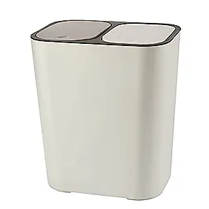 Trash Bin Trash Can Wastebasket Waste Bucket Ashcan Bin Household Sorting Trash Can Ouble Compartments Recycling Bin with 2 Lids Garbage Can Waste Bin (Color : OneColor, Size : 29 * 21 * 33cm)