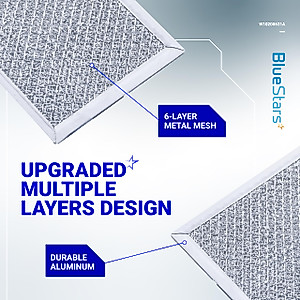 BlueStars 5-Pack W10208631A Microwave Grease Filter Replacement 5.78 x 12.91 Aluminum Mesh Screen Grease Filters - Compatible with Whirlpool G.E Microwaves