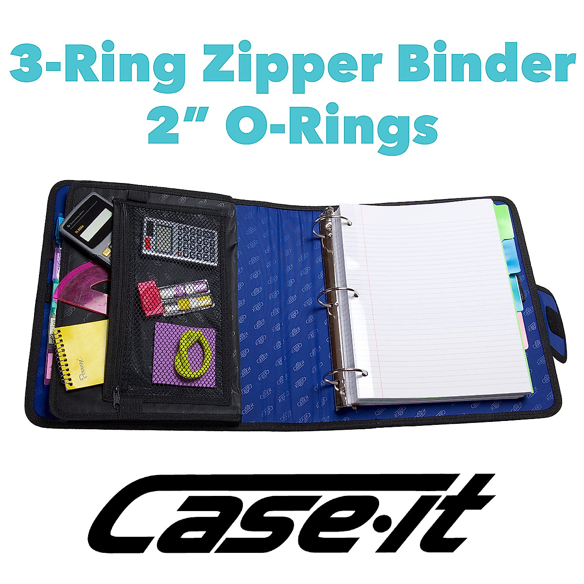Case-it Open Tab Hook Loop Closure 2-Inch Binder with Tab File, Red