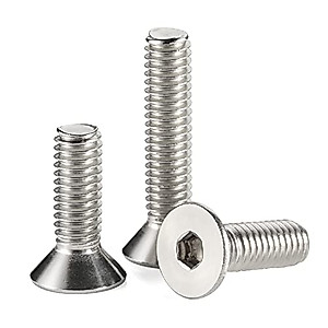 M6-1.0 x 20MM Flat Head Socket Cap Bolts, Allen Socket Drive Full Thread Bolt, Stainless Steel 304(18-8), Bright Finish, Quantity 50