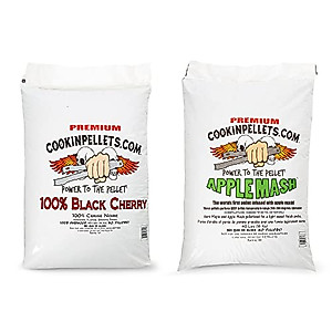 CookinPellets Black Cherry Smoker Smoking Hardwood Wood Pellets, 40 Pound Bag Bundle with CookinPellets Apple Mash Hard Maple Smoker Smoking Wood Pellets, 40 Pound Bag