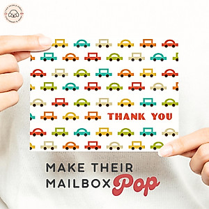 Two Poodle Press Boy Thank You Cards, Retro Car Thank You Notes with Envelopes - For Birthdays, Baby Showers, Graduation, Kids Stationery, Baptism Thank You, Teacher Appreciation - Liam