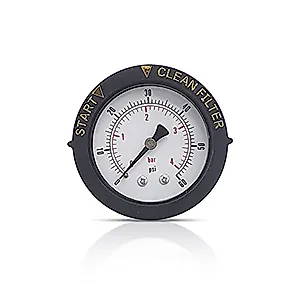 Swimables Start and Clean Filter Water Pressure Gauge Replacement - 60 PSI and 1/4" NPT Back Mount for Swimming Pool Filters - Compatible with Pentair, Hayward and Jandy Filters (Back Mount)