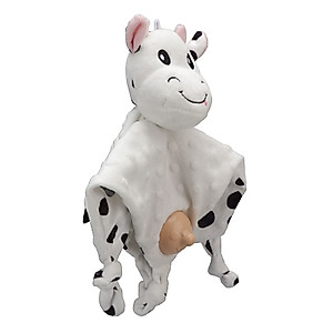 Baby Security Blanket, A Cartoon Quilt, Loveys for Babies, Baby Lovey A Soft Plush Quilt with A Nipple for Children from 3 Months (Cow)