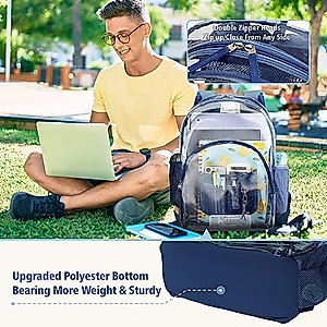F-color Clear Backpack Heavy Duty - Large Clear Backpacks for School PVC Transparent Bookbag for Students Work Travel, Navy Blue