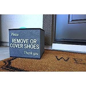 RE GOODS Shoe Covers Box | Disposable Shoe Bootie Holder For Realtor Listings and Open Houses | Please Cover or Remove Shoes Bin | Shoe Bootie Box