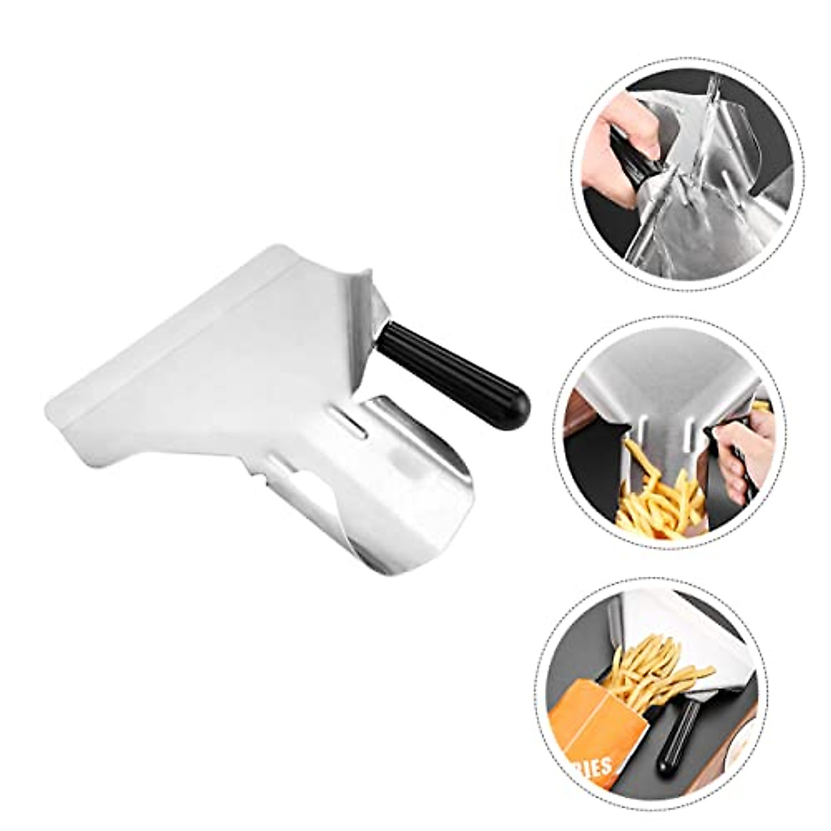 Zerodeko 3pcs Stainless Steel Chip Spatula Plastic Ice Scoop Spatula Metal Ice Scoop for Ice Bucket Stainless Steel French Fry Scoop French Fry Portion Scoop Plastic Fry Scoop Black Fries