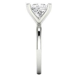 3 Ct Brilliant Princess Cut Clear Simulated Diamond 14K White Gold Solitaire Engagement Promise Bridal Ring Size 6.5