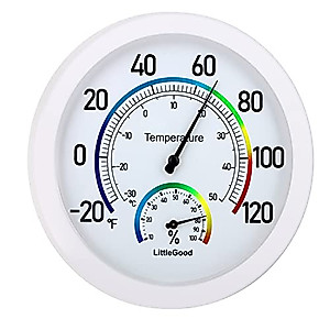 6" Thermometer Indoor with Humidity Gauge - Wall Thermometer/Hygrometer for Home Decorative, Updated Analog Thermometer Dial Temperature Humidity Monitor for Room Temp
