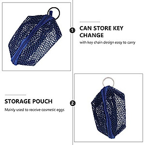 ABOOFAN Small Zipper Mesh Makeup Pouch Bags with Keychain Mini Coin Bag Wallet Cosmetic Small Storage Bag Transparent Travel Toiletry Bag for Women