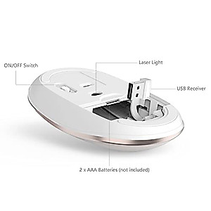 Wireless Keyboard and Mouse Combo, 2.4GHz Ultra-Slim Aluminum Rechargeable Keyboard with Whisper-Quiet Mouse for Windows, Laptop, PC, Desktop - White Gold