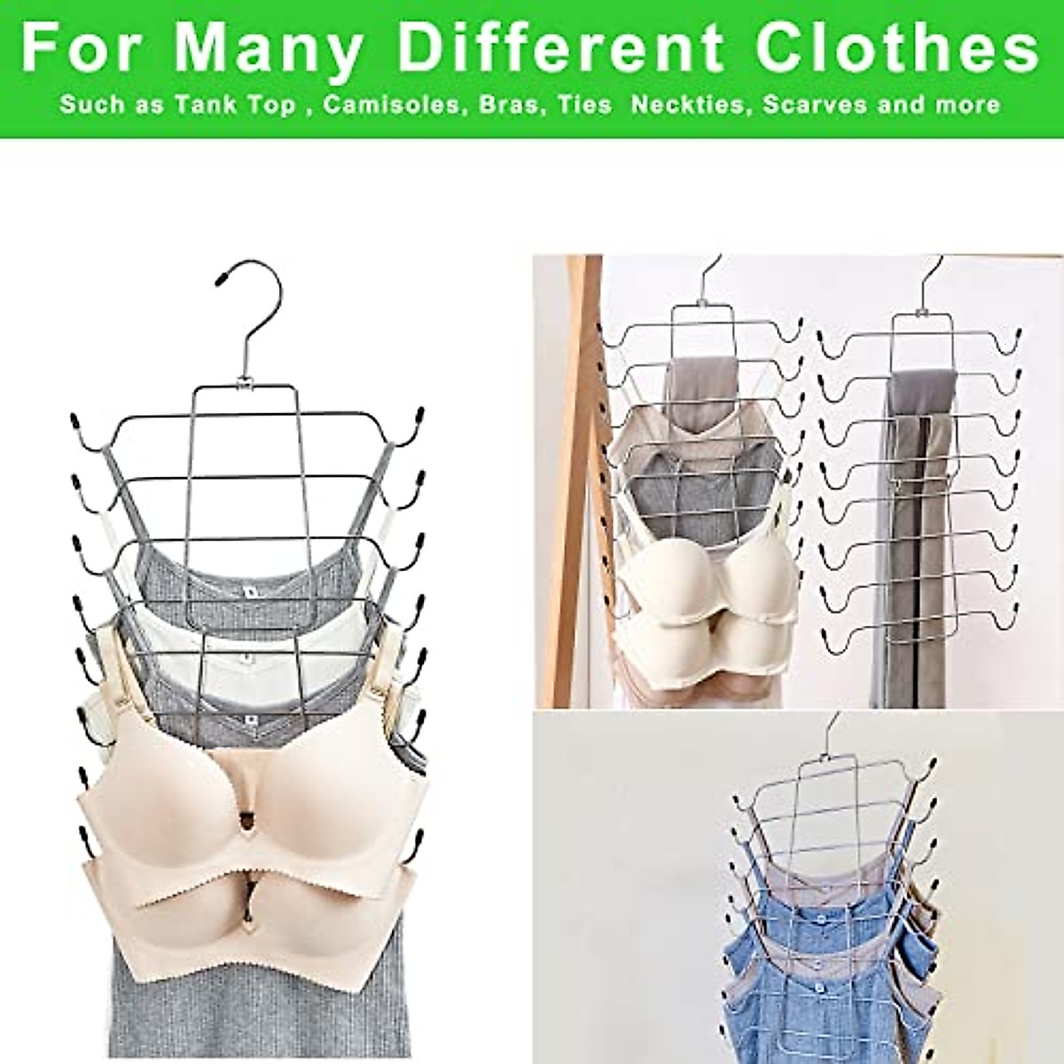 dineda 2PACK Tank Top Hanger Bra Organizer Bra Hangers for Closet Organizer Hangers Shirt Space Saving Black