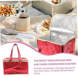 HOLIDYOYO Insulated Bag Decorative Thermal Food Bag Grocery Cooler Bag Insulated Grocery Bag Food Bag Hot Pizza Carriers Thermal Insulation Bag Cold Food Bags Film Red