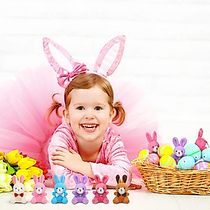 24 Pieces Easter Bunny Rabbit Plush Stuffed Animals 4 Inch Stuffed Bunny Toys Soft Tiny Rabbit Doll Plush Hanging Pendant Ornament Sitting Rabbit Plush Toy for DIY Keychain Easter Party Decorations