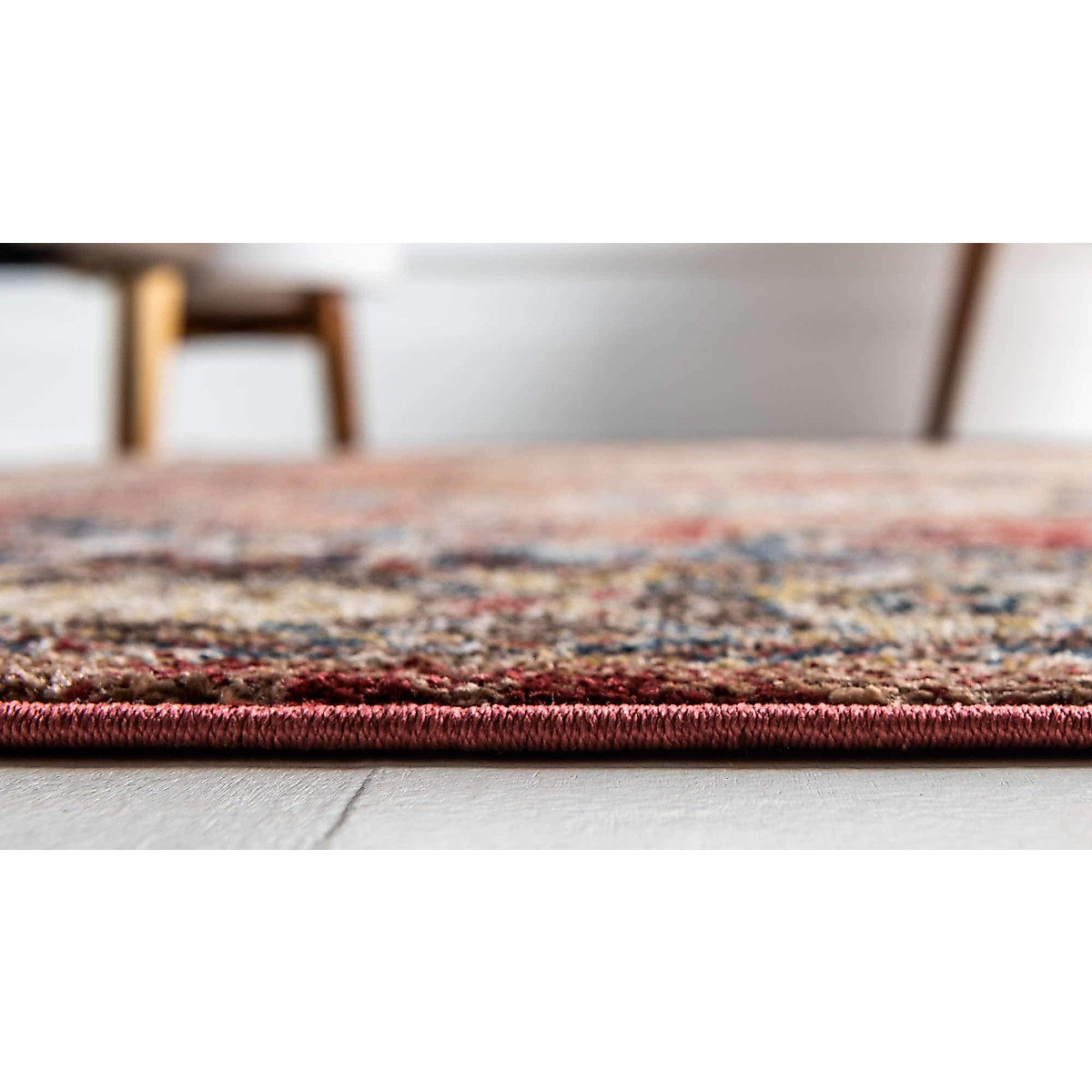 Unique Loom Utopia Collection Area Rug - Larissa (7'Square, Terracotta/ Blue)