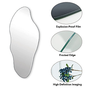 CHOMAE Irregular Wall Mirror, Asymmetrical Wall Mounted Mirror 19.6 x 47 Inch, Large Decorative Shaped Mirror for Living Room, Bedroom, Entryway, Lake Shape