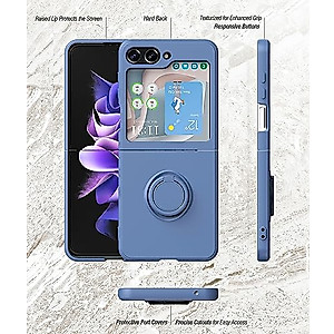 Hongxinyu for Samsung Galaxy Z Flip5 5G 2023 Case,Slim Liquid Silicone Couple Ring Kickstand Soft Anti-Scratch Microfiber Lining Protection Bumper Case for Galaxy Z Flip5 (Purple)