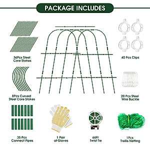 Hoyejyou 65"×48" Cucumber Trellis for Raised Bed, U-Shape Garden Trellis for Climbing Plants Outdoor, Metal Arch Vegetables Trellis, Detachable Cucumber Trellis Support for Tomato,Squash,Zucchini