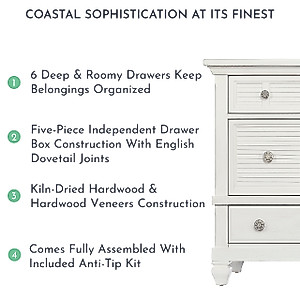 Evolur Weathered White Cape May Double Dresser