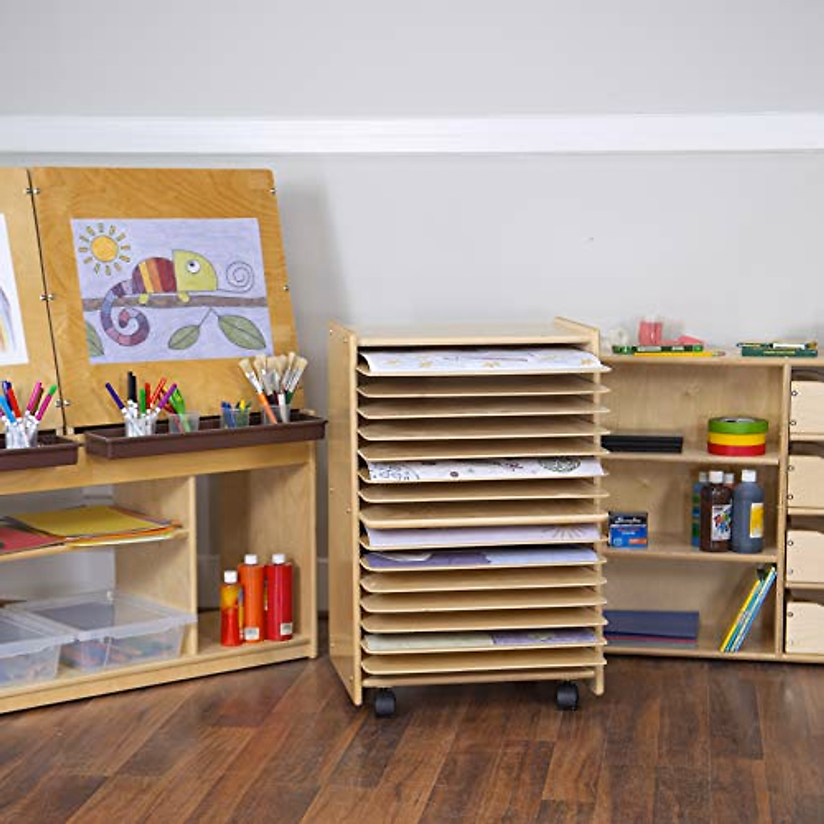 Contender C990647 Birch Mobile Drying and Storage Rack for Home Office, Ready to Assemble