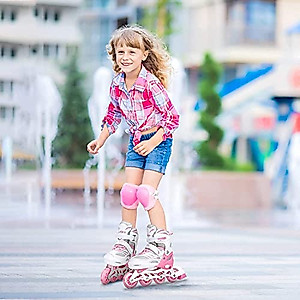 JeeFree 4 Size Adjustable Inline Skate for Kids,Children's Inline Skates with Light Up Wheel,Outdoor Illuminating Roller Blades Skates for Girls,Boys and Beginners