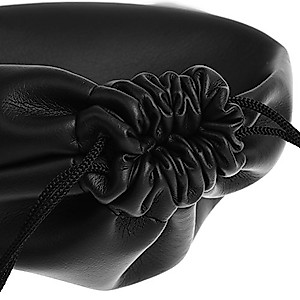 BCP 3pcs 7.5x9” Black Color PU Leather Double Drawstring Protection Headphone Pouch Bag Headphone Pouch (7.5x9)