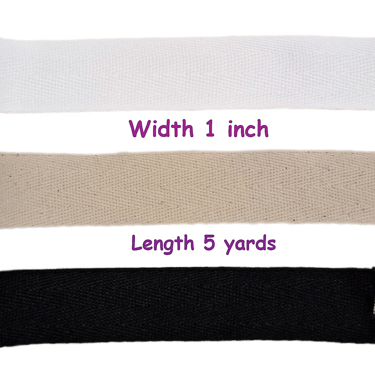 Losita 1 inch X 5 Yards Natural Cotton Twill Tape Herringbone Soft Fabric Webbing Strap Ribbon, Bias Binding for Sewing Gift Wrapping DIY Cloth Bag Holders Blanket Edge Supplies (White)