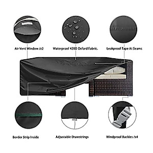 Garden Balsam Patio Furniture Cover Outdoor Table and Chair Set Covers Outdoor Dining Set Cover Outdoor Sectional Sofa Set Covers Water Resistant Rectangle 74"L X 47"D X 28"H Black