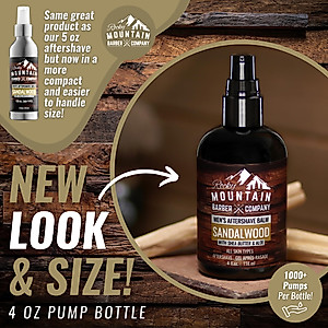 Rocky Mountain Barber Company Aftershave Balm for Men – with Sandalwood Essential Oil, Coconut Oil and Shea Butter – Applies Easily - 4 oz