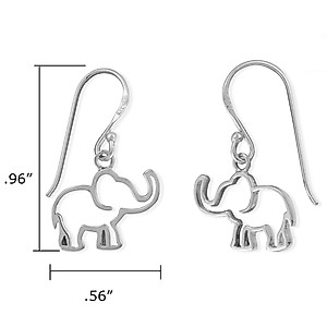 Boma Jewelry Sterling Silver Open Elephant Outline Animal Dangle Earrings