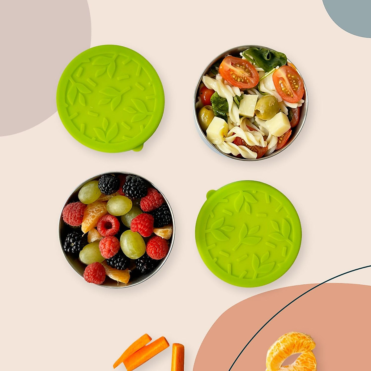 TAVVA 2 X 12 oz Stainless Steel Snack Containers with Lids - Stainless Steel Food Containers 12 oz