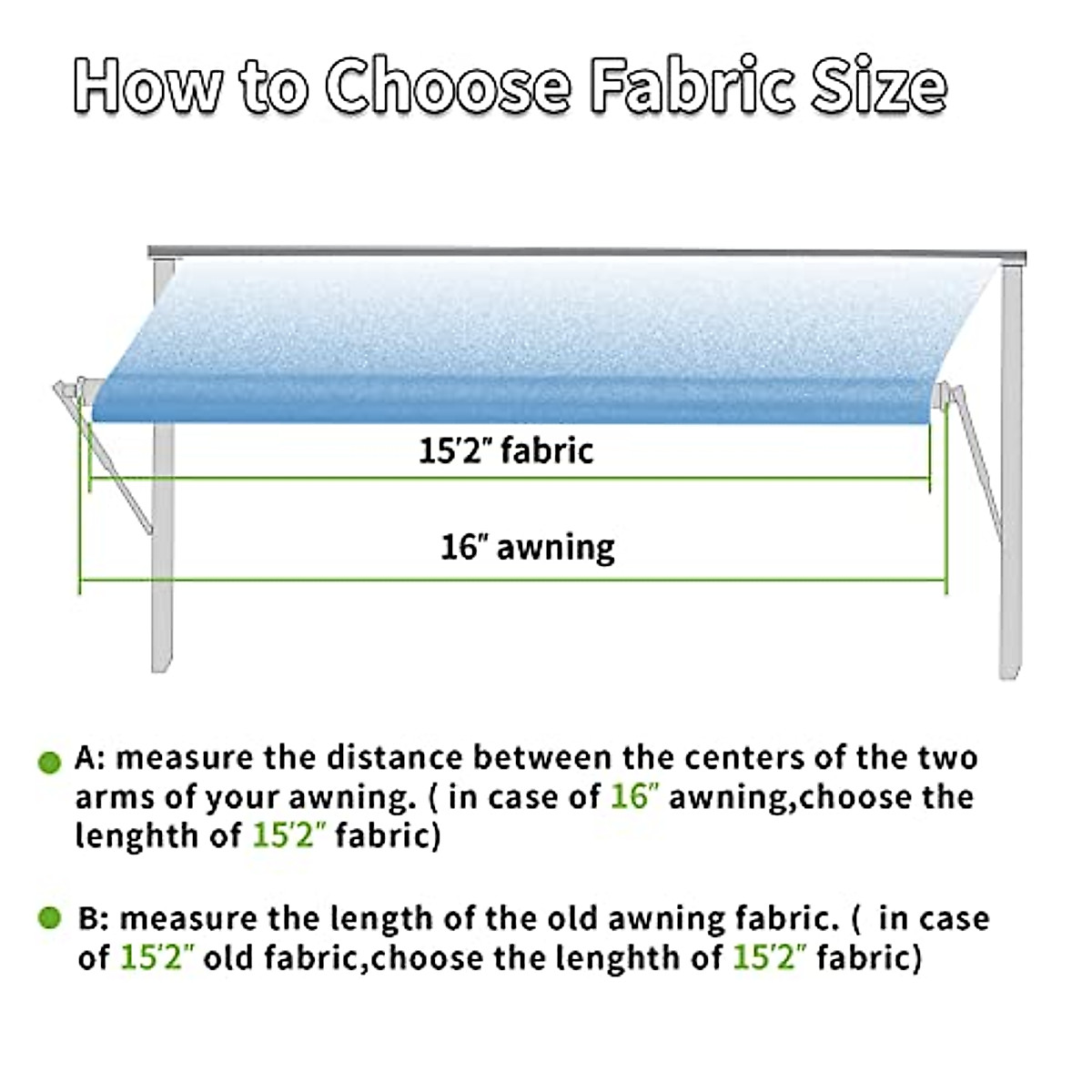 RVMATE 16FT RV Awning Fabric Replacement with Awning Anchor Kits & Pull Tension Strap, Blue Fade