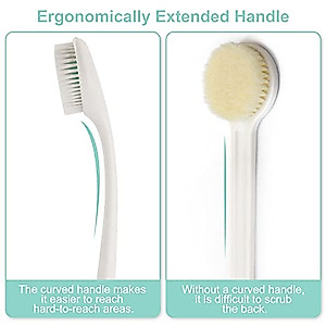 HONZUEN Non-Slip Back Bath Brush Long Handle, Shower Body Brush for Improves Lymphatic System, Stimulates Blood Circulation Exfoliator, Ergonomic Streamlined Shower Back Scrubber for Men Women Elderly