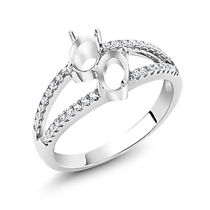 Gem Stone King 925 Sterling Silver Promise Customized and Personalized 2 Gemstone Birthstone For Her Engagement Ring For Women (Available in size 5, 6, 7, 8, 9)