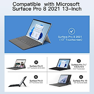 XIWMIX Microsoft Surface Pro 8 Case with Keyboard 2021, 7-Color Backlight Magnetic Detachable Wireless Bluetooth Keyboard with Slim Lightweight Protective Cover Case for Surface Pro 8 13" 2021 Tablet