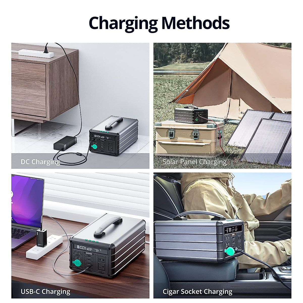 Zendure 607Wh Portable Power Station 600W AC output, Small,Lightweight, Quiet with LED SOS Light, Power Supply 9 Output Backup Battery for Emergency, Disaster Prevention, Home,Camping, Outdoors SB600M