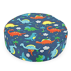 Sumnacon Round Chair Increasing Cushion - Baby Toddler Kids Infant Portable Dismountable Highchair Booster Cushion Washable Thick Chair Seat Cloth Straps (Dinosaur Blue)