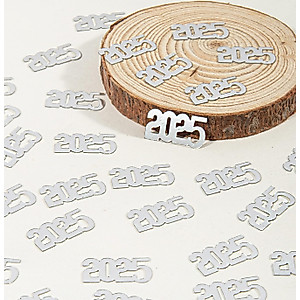 KALOR New Year 2025 Confetti, 60g Silver 2025 Confetti for Happy New Year Decorations 2025 New Years Eve Table Decorations