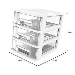 Mikinona Storage Cabinet 6 Tier Stackable Storage Container Jewelery Container Storage 3 Drawer Stacking Drawers Storage Small Drawer Storage Desk Drawer Office Storage Tray Jewelry White