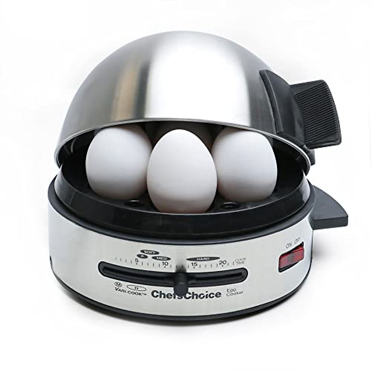 Chef'sChoice 810 Gourmet Egg Cooker with 7 Egg Capacity Makes Soft Medium Hard Boiled and Poached Eggs Features Electronic Timer Audible Ready Signal Nonstick Stainless Steel Design, 7-Eggs, Silver
