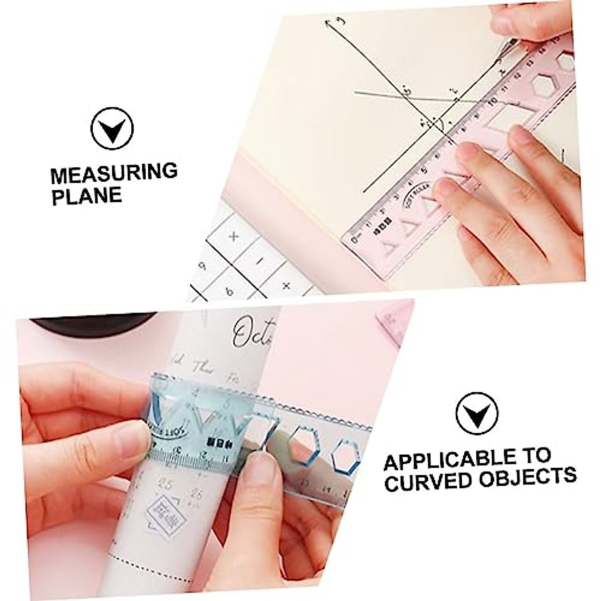Operitacx 4 Set Clear Ruler Math Protractor Straight Ruler Triangular Ruler Geometry Ruler Ruler Suit Tools for Rulers Plastic Ruler Stationery Unisex to Draft