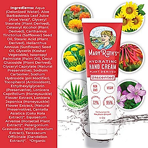Vitamin Hand & Body Cream by MaryRuth’s | Ultra Hydrating, Soft Feel & Texture | 72% Organic & Plant-Based Ingredients for Damaged, Dry, Sensitive or Normal Skin | Unscented & Non-Toxic, 4oz.