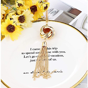 Gexo 3PCS Long Pendant Necklaces for Women Disk Circle Pendant Triple Stack Pendant Necklace Tassel Sweater Necklace Statement Necklace Set