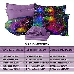 SIRDO Kids Twin Bed Set in a Bag, Galaxy Toddler Bedding Sets for Girls Boys, 5 Piece Colorful Comforter Set with Sheets, Soft Microfiber Bed Sheets All Season